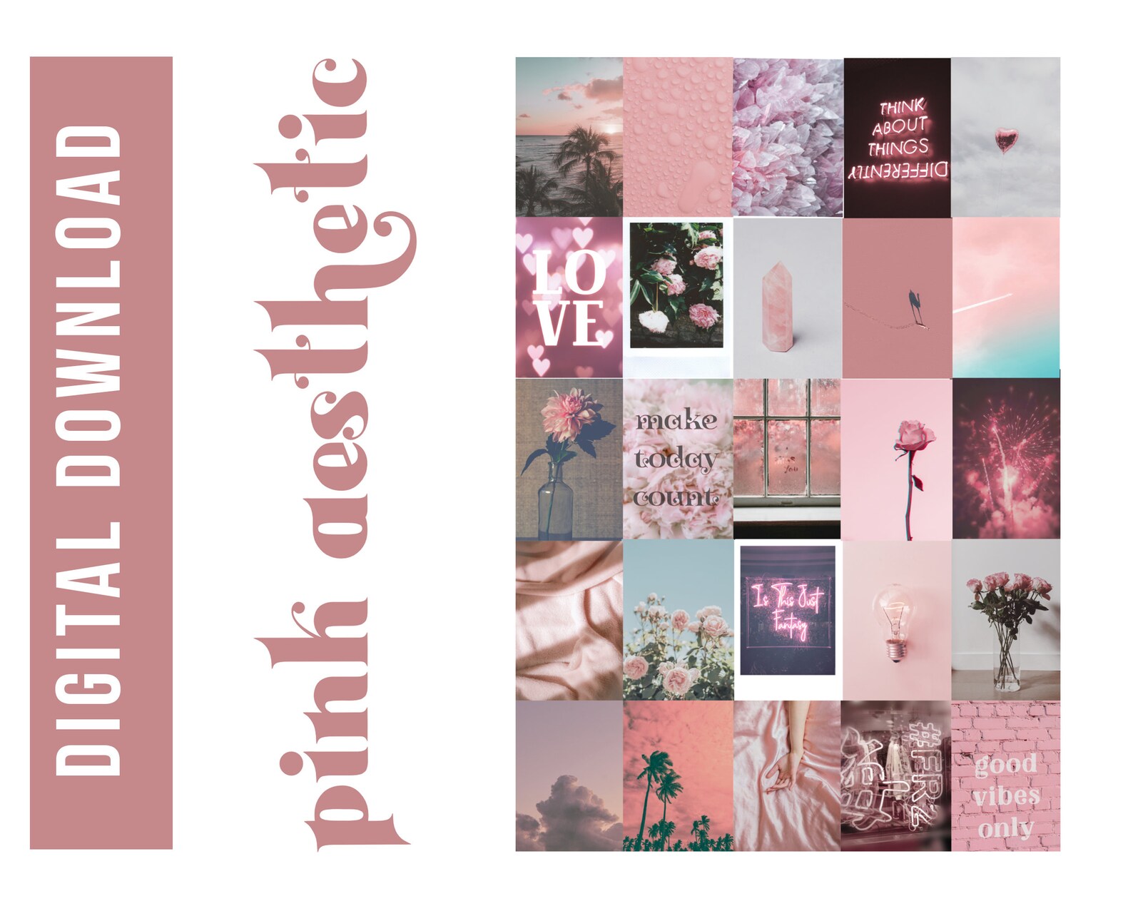Pink Aesthetic Wall Collage Kit | Digital Wall Collage | - Etsy