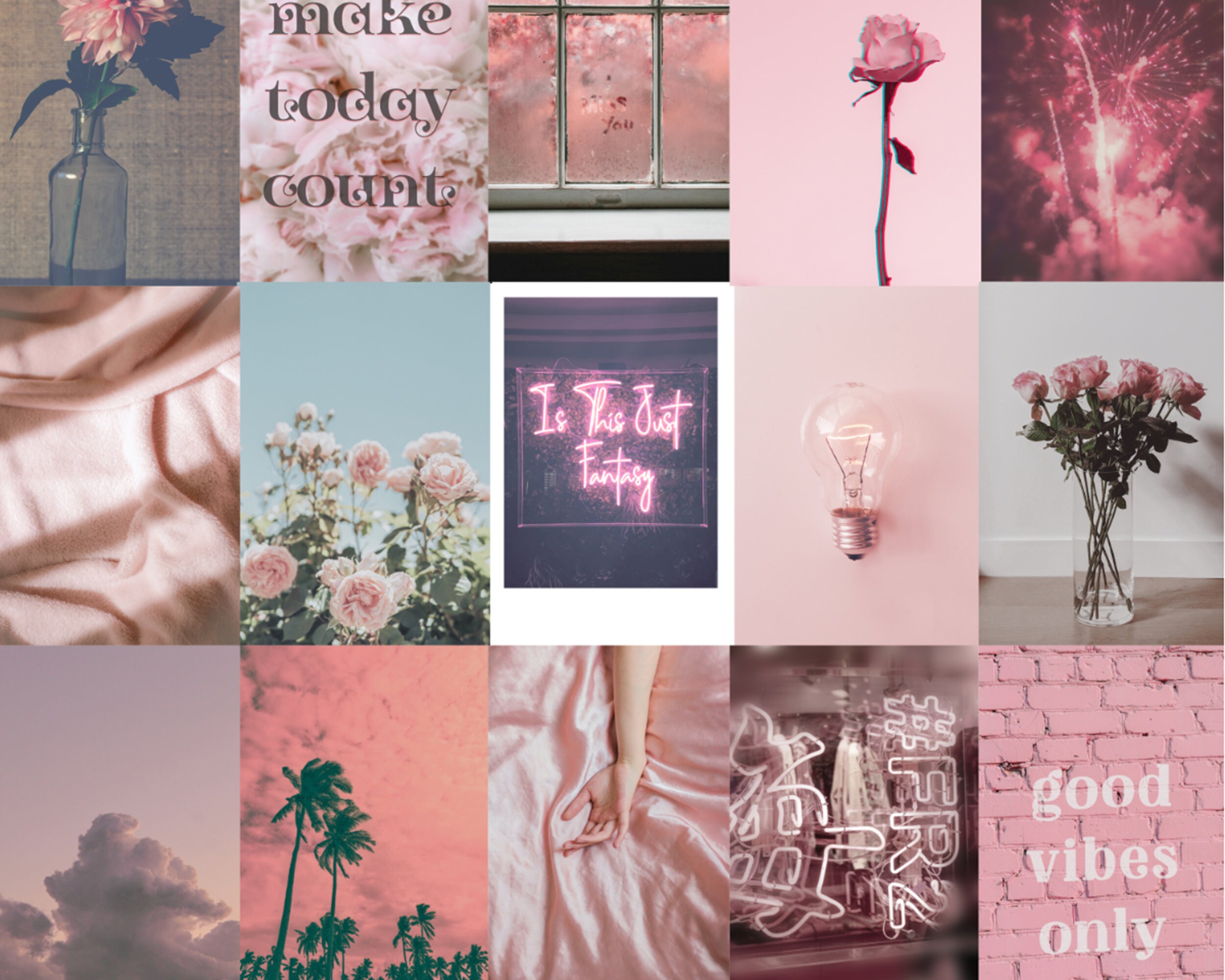 Pink Aesthetic Wall Collage Kit | Digital Wall Collage | - Etsy