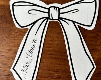 Ribbon and Bow Shaped Place Name Ribbon Place Card Wedding Name Card ...