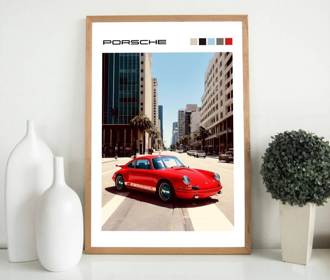 Red Porsche 911 Poster – Classic Porsche 1960s 70s – Digital Car Print ...