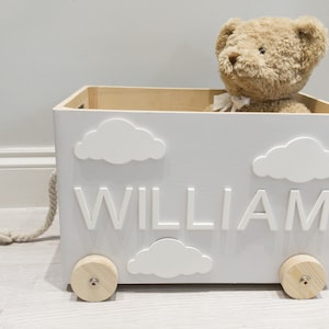 Personalised Wooden Toy Box With Wheels - Etsy
