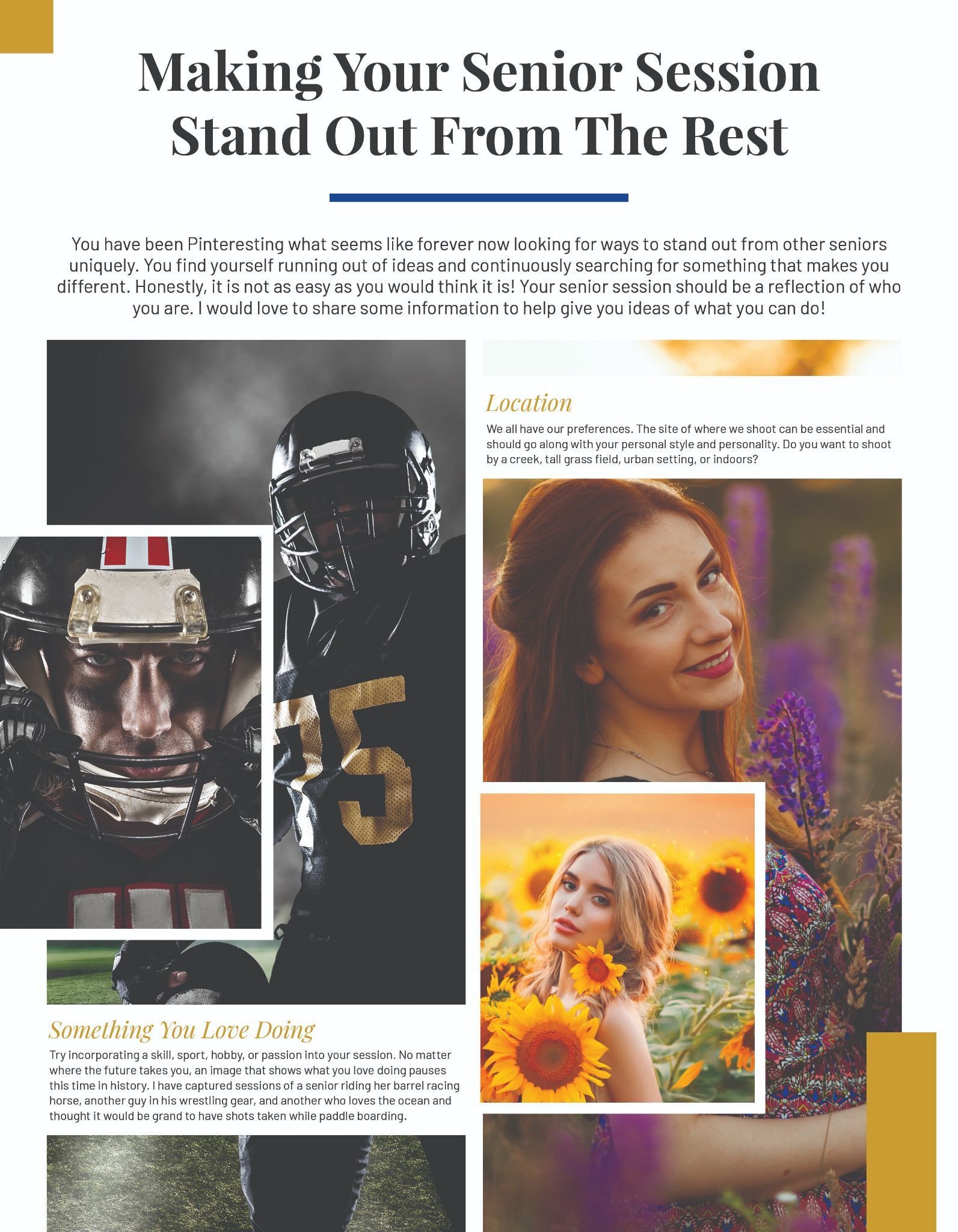 Senior Photography Client Guide Welcome Packet Template | Etsy
