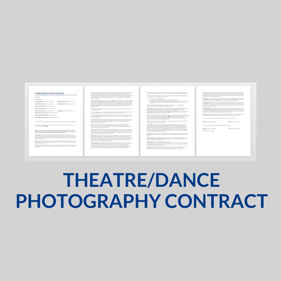 Dance Event Photography Session Contract, Dancer, Photographer Contract ...