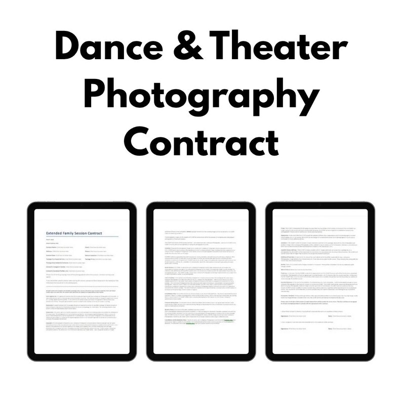 Dance & Theater Photography Contract, Editable Word Template, Event ...