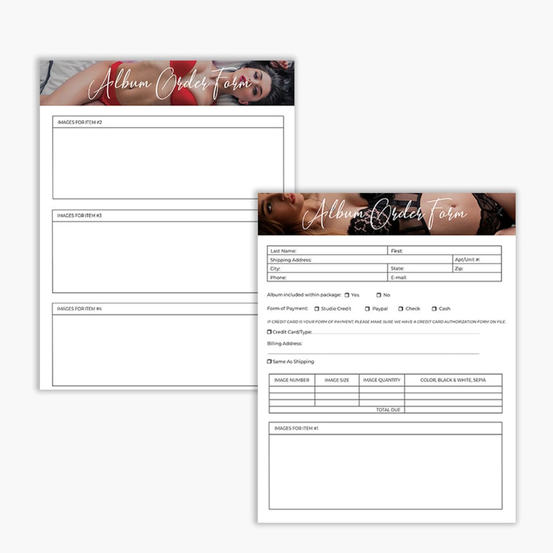 Boudoir Photography Album Order Form for Photographers PSD - Etsy