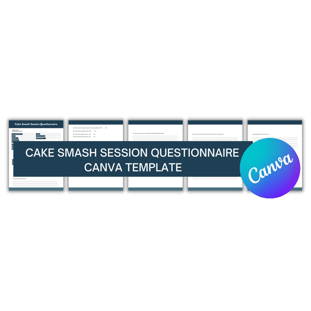 Cake Smash Session Questionnaire Canva Template for Photographers, Cake ...