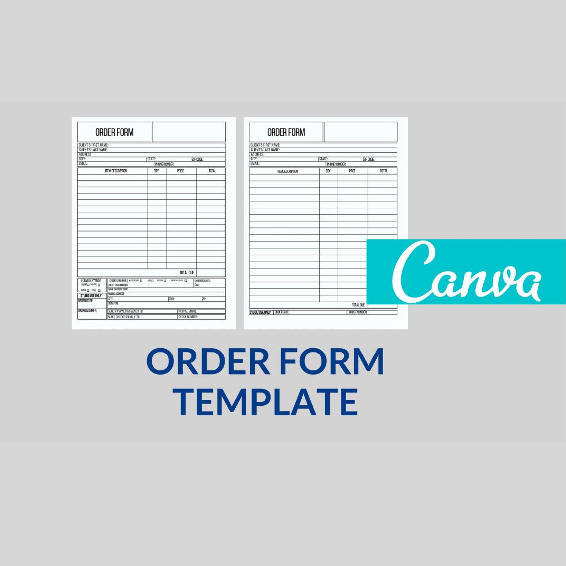 Order Form Templates for CANVA Picture Order Form Template | Etsy