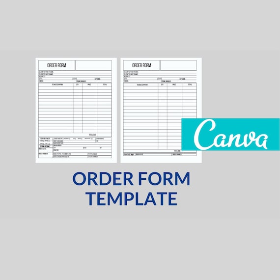 Order Form Templates for CANVA Picture Order Form Template | Etsy