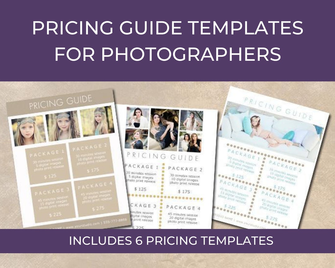 Portrait Photography Pricing Guide Template for Photographers, Family ...