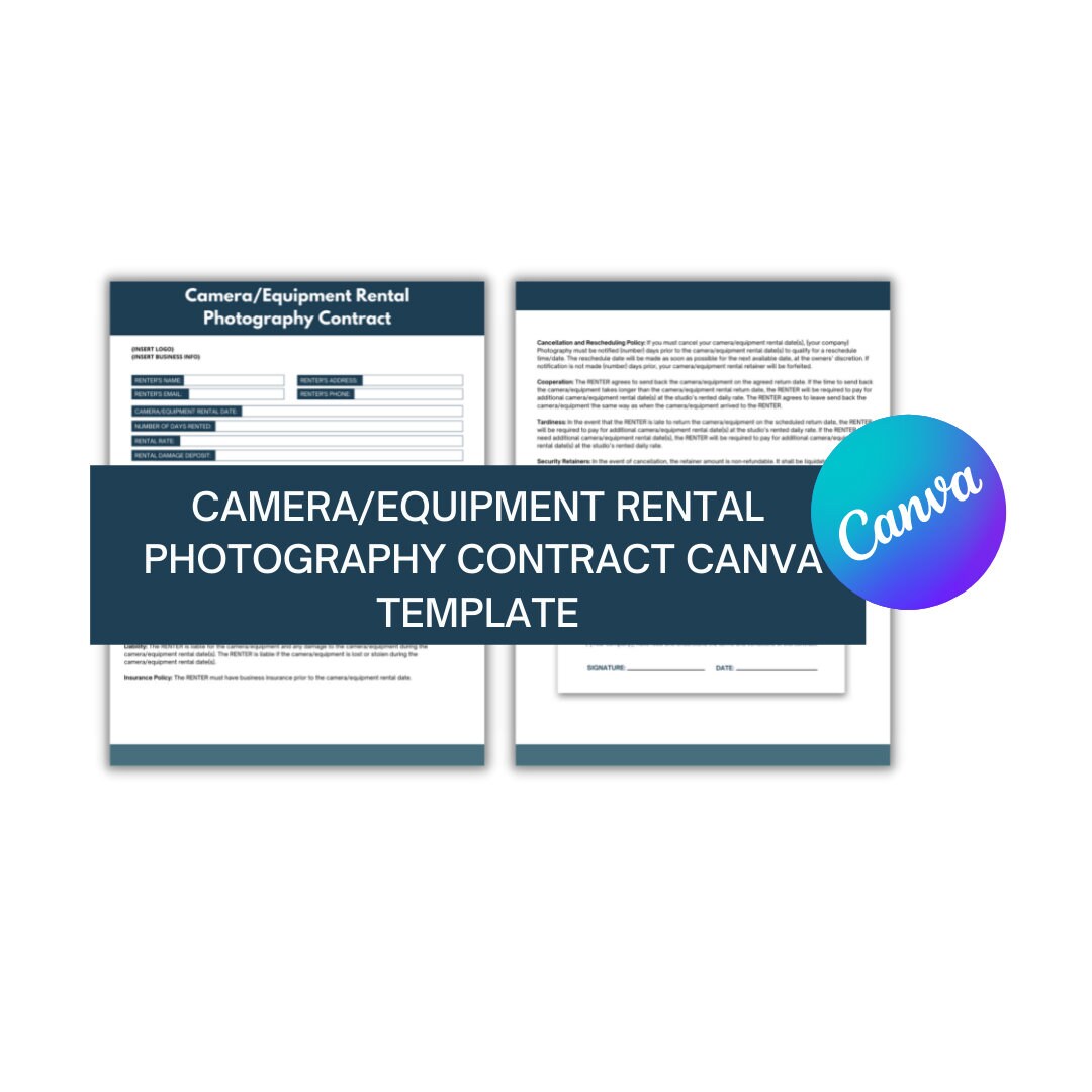 Camera/equipment Rental Photography Contract for Canva, Camera ...