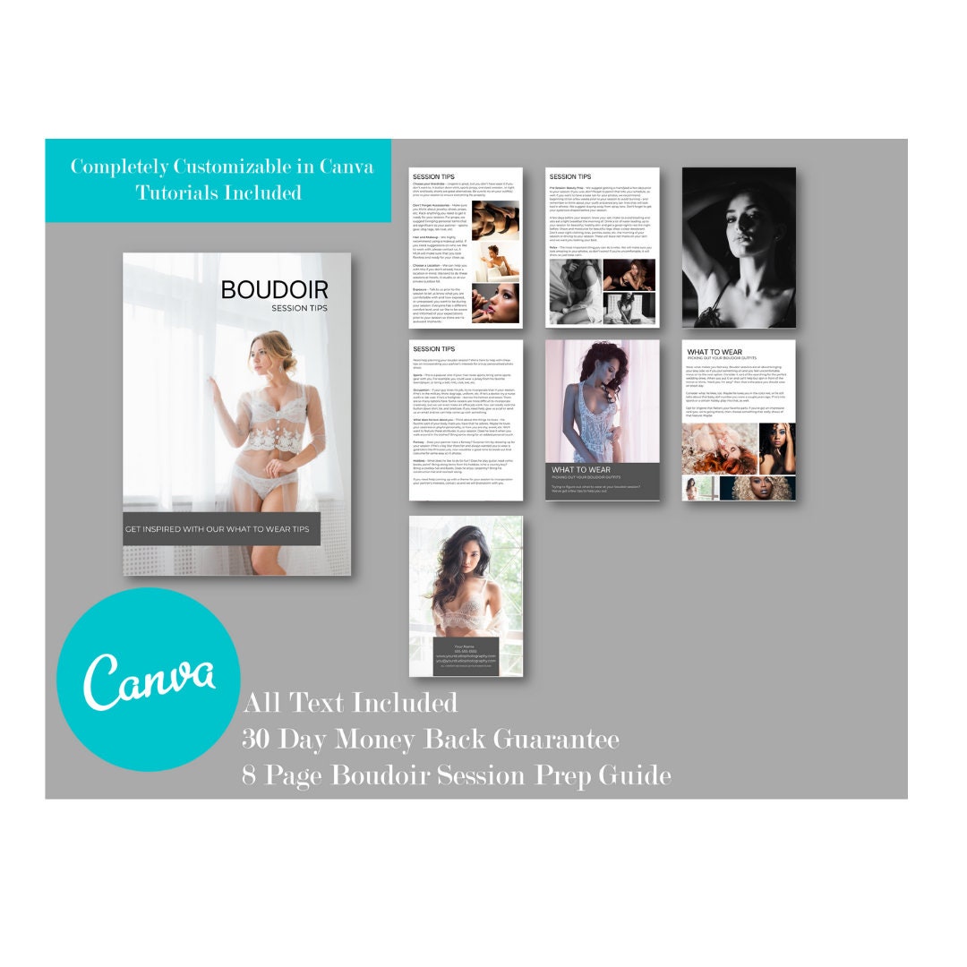 Boudoir Photography Client Prep Guide Canva Template, Photographer Welcome Packet, Lingerie ...