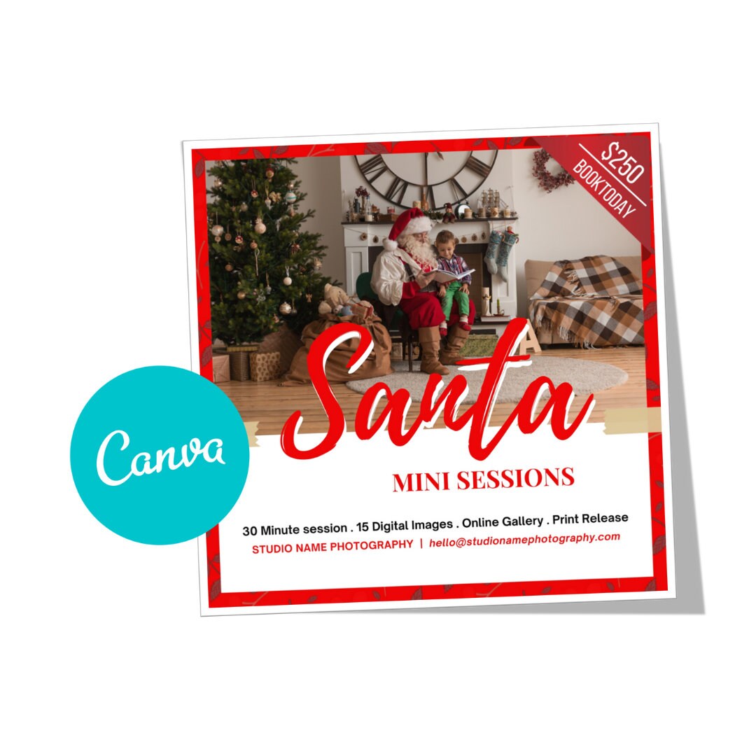 Santa Mini Session Template for CANVA, Photography Christmas Mini ...