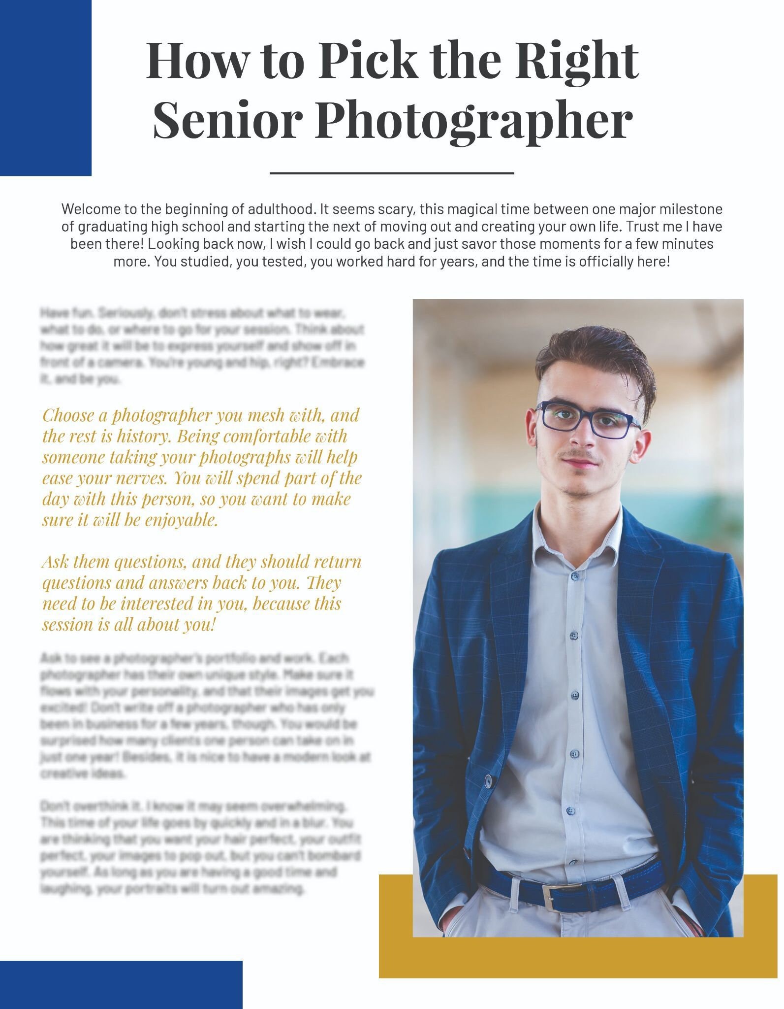 Senior Photography Client Guide Welcome Packet Template | Etsy