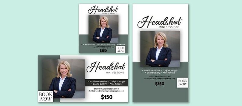 Headshot Mini Session Templates | Photography Marketing Graphics ...