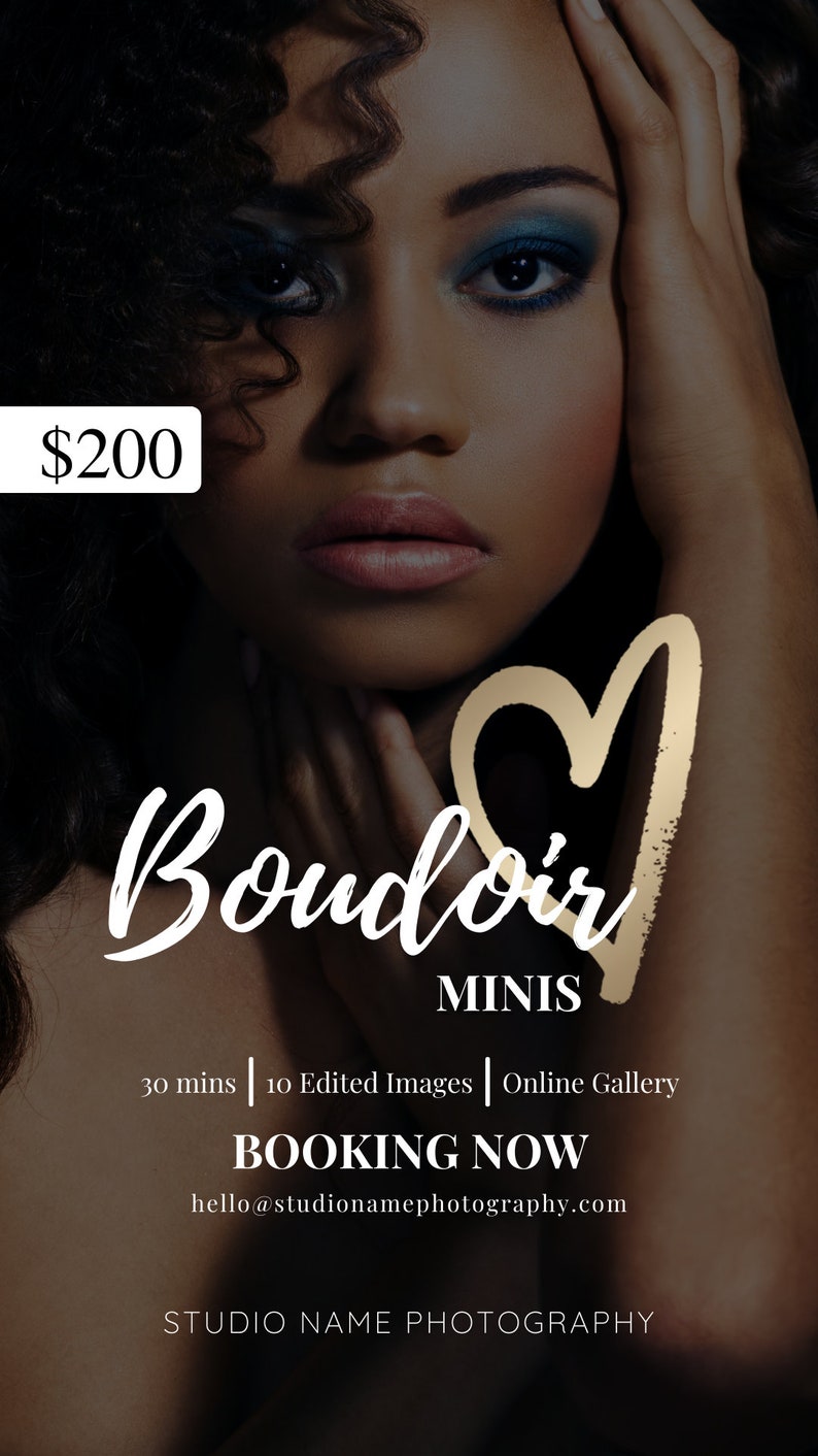 Boudoir Marketing Template for Photographers Canva Template, Mini ...