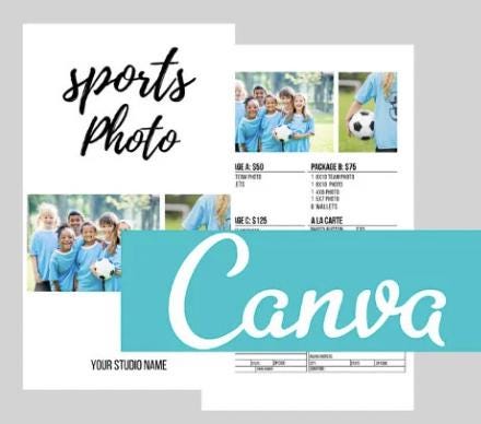 Sports Photography Order Form | Canva Editable Picture Pricing Sheet ...