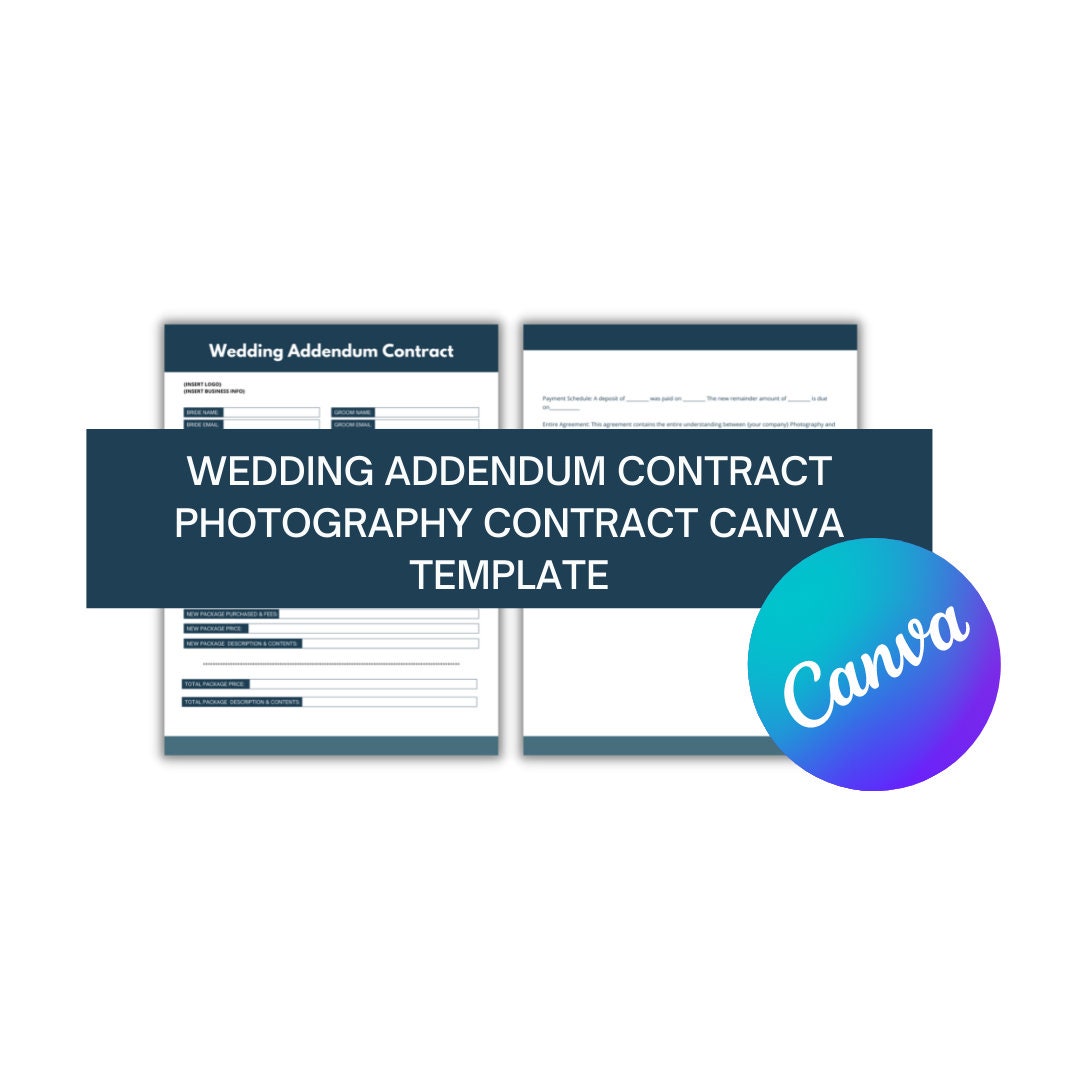 Wedding Addendum Contract for Canva, Wedding, Photography Session ...