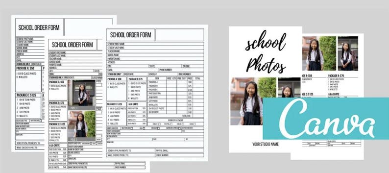School Picture Order Form | Editable Canva Template for Photographers ...