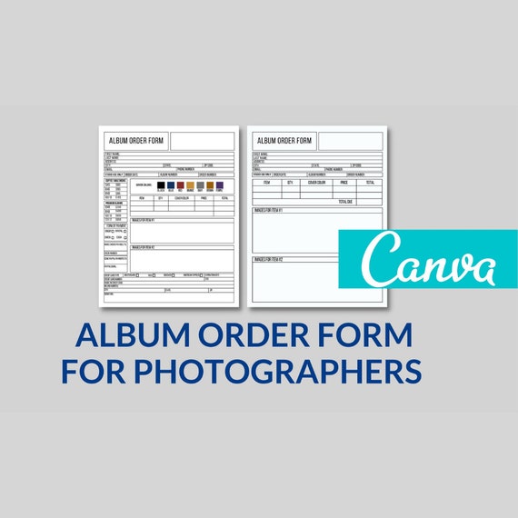 Photography Album Order Form Template for Canva Photographer - Etsy