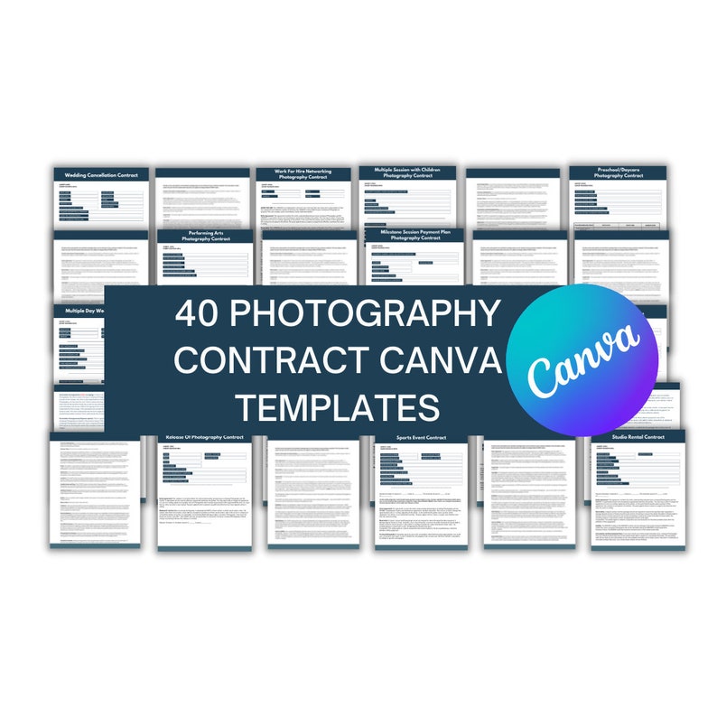 40 Photography Contract Canva Templates Bundle Photography - Etsy