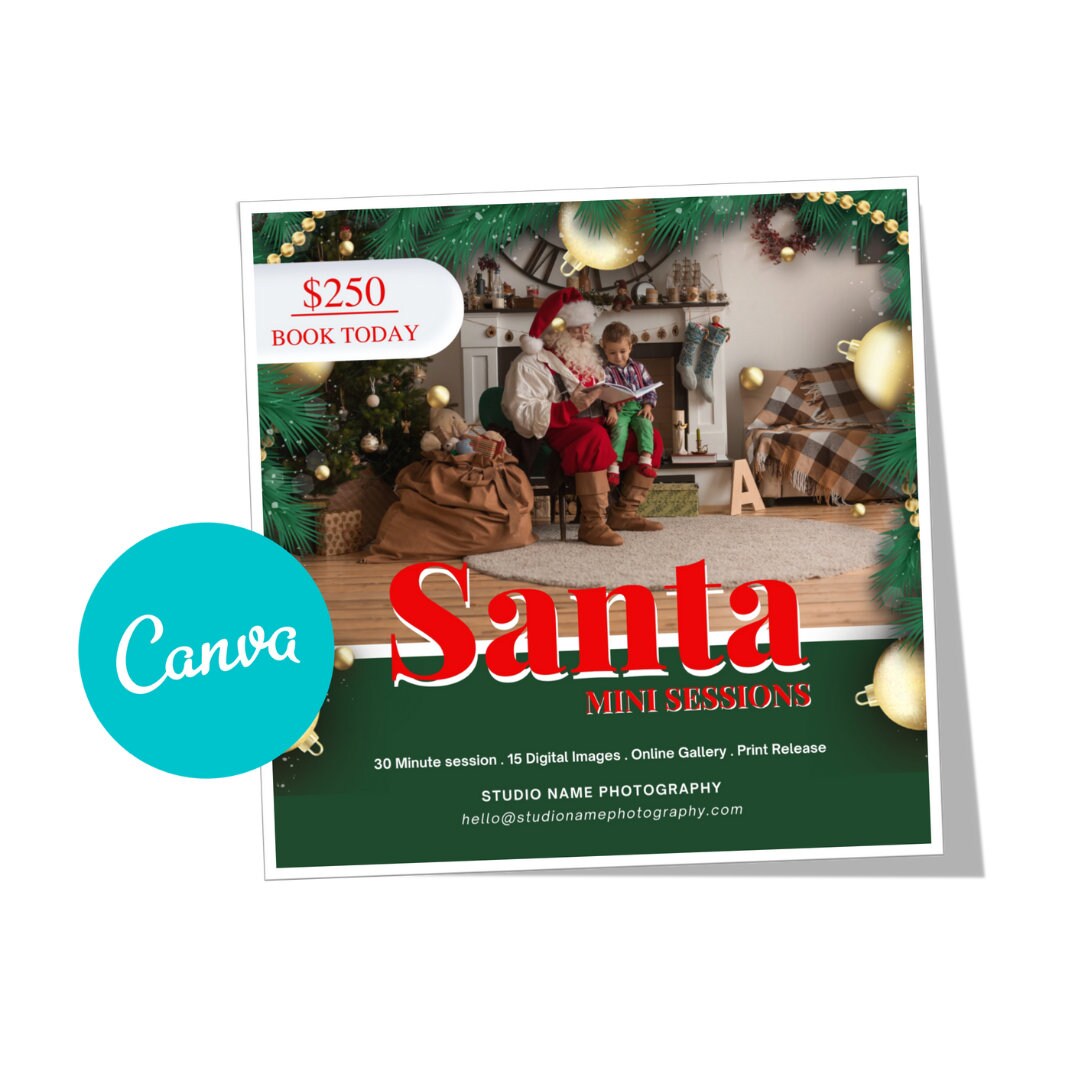 Santa Mini Session Template for CANVA, Photography Christmas Mini ...