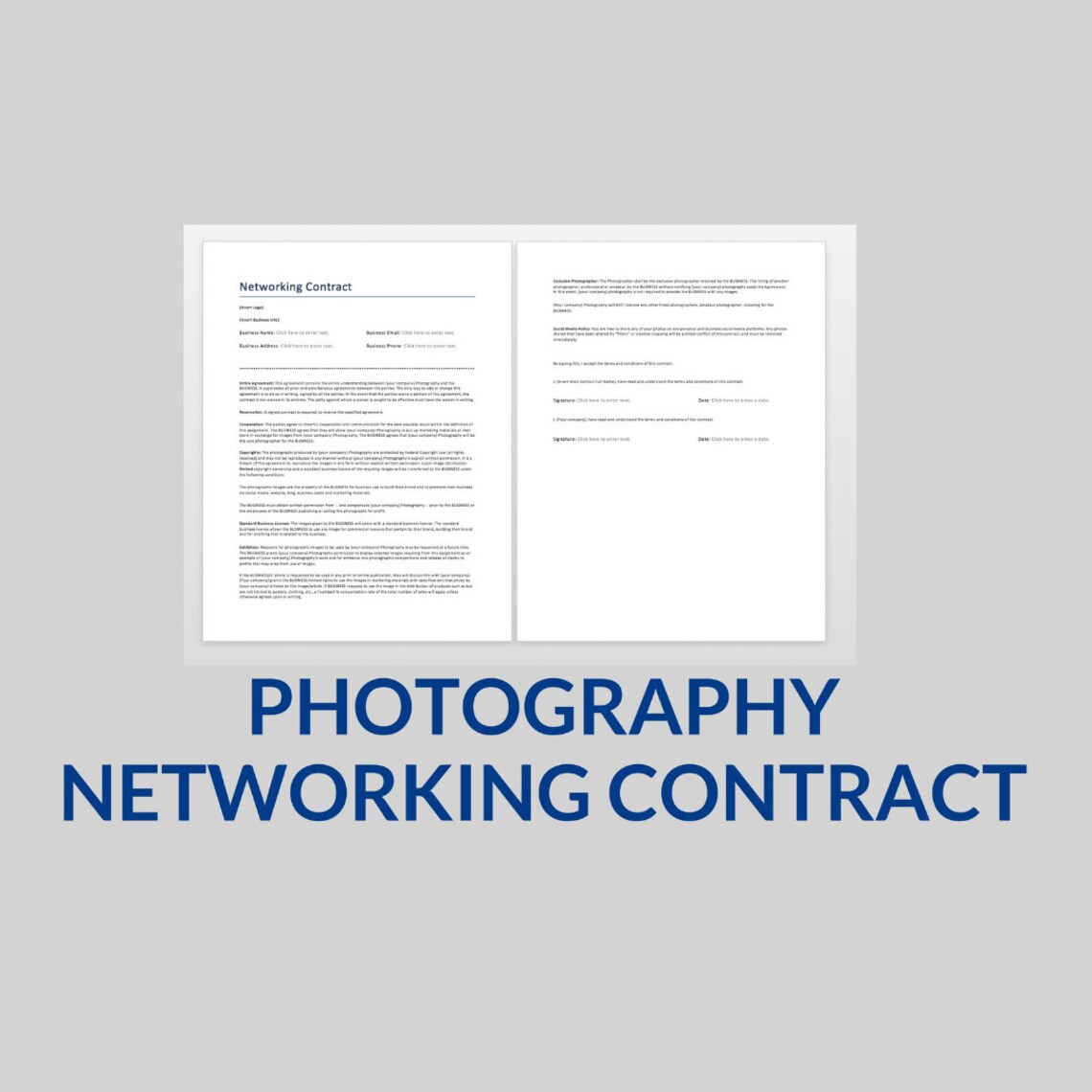 Fotografie-Sitzungs-Vertrag, Fotografen-Vertrag-Vorlage, Word-Vorlage ...