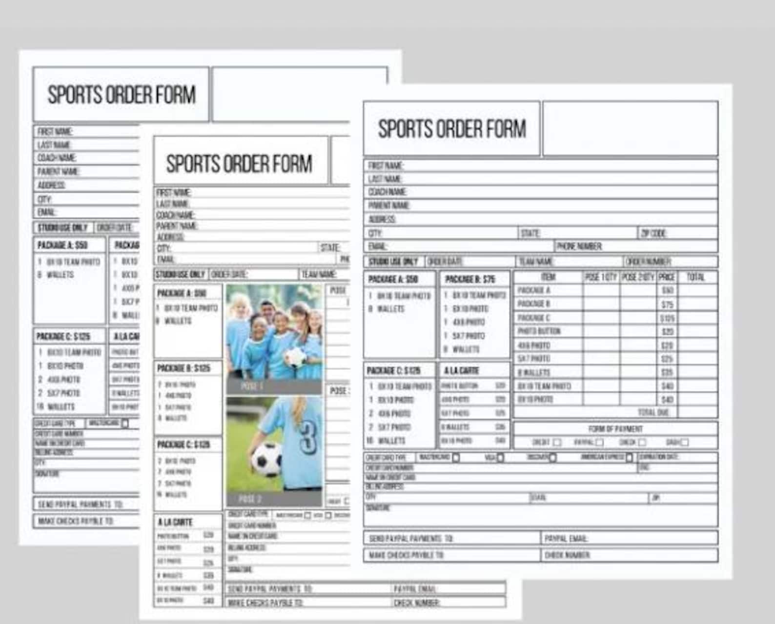 Sports Photography Order Form | Canva Editable Picture Pricing Sheet ...