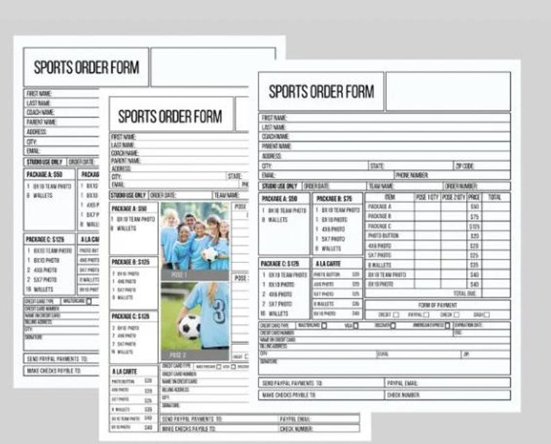 Sports Photography Order Form | Canva Editable Picture Pricing Sheet ...