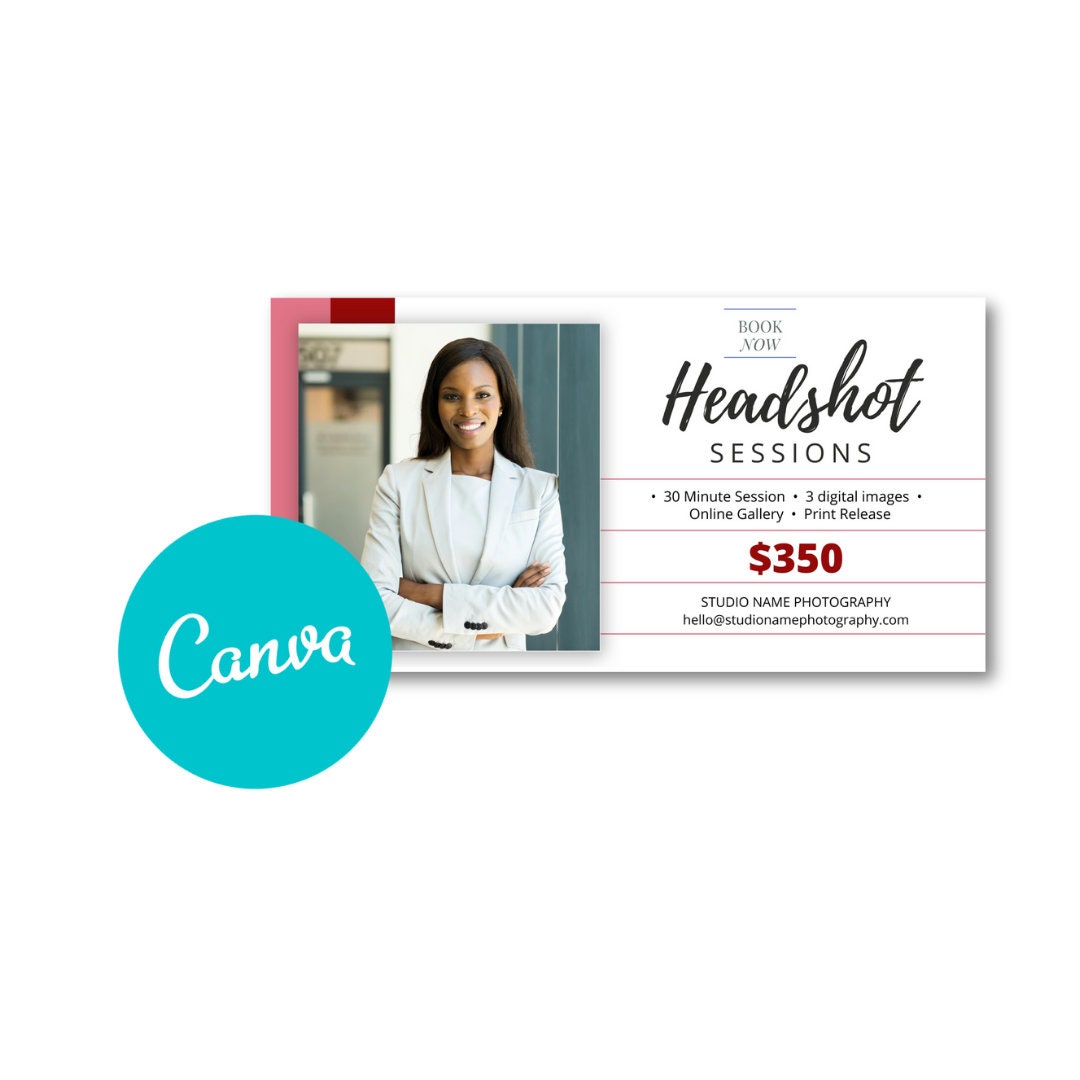 Headshot Photography Marketing Templates for Photographers | Etsy