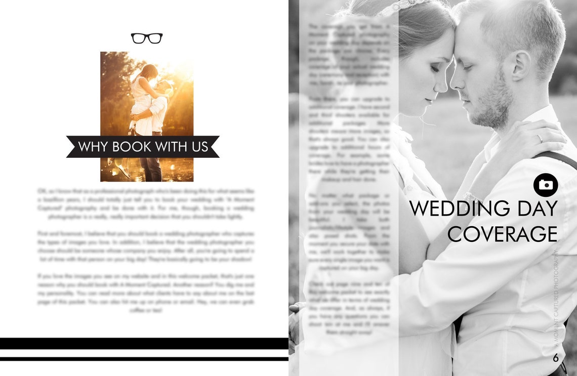 Wedding Welcome Packet Magazine Template Photography Pricing Template ...