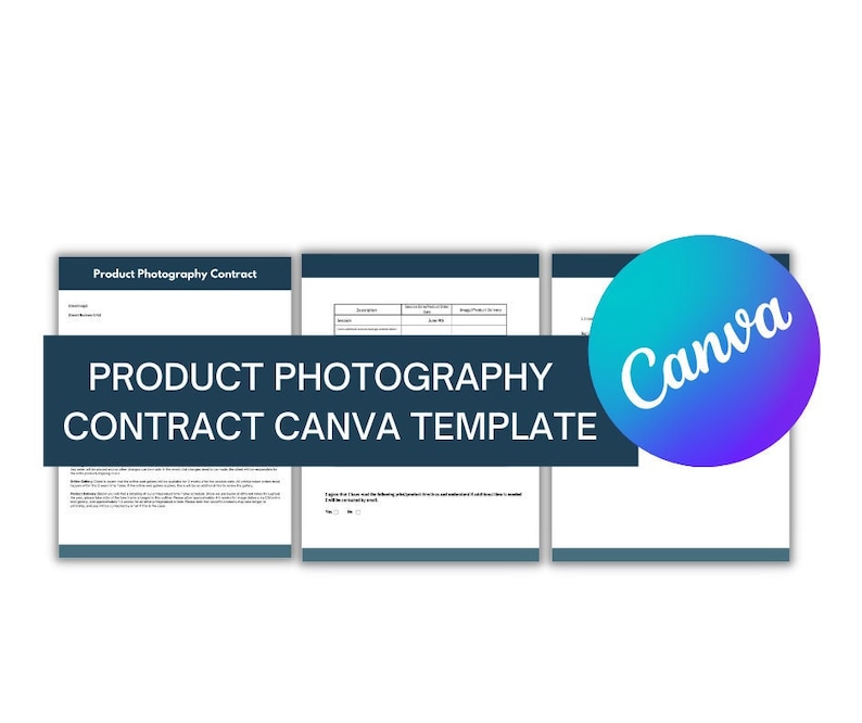 Product Photography Contract for Canva Product Photography - Etsy