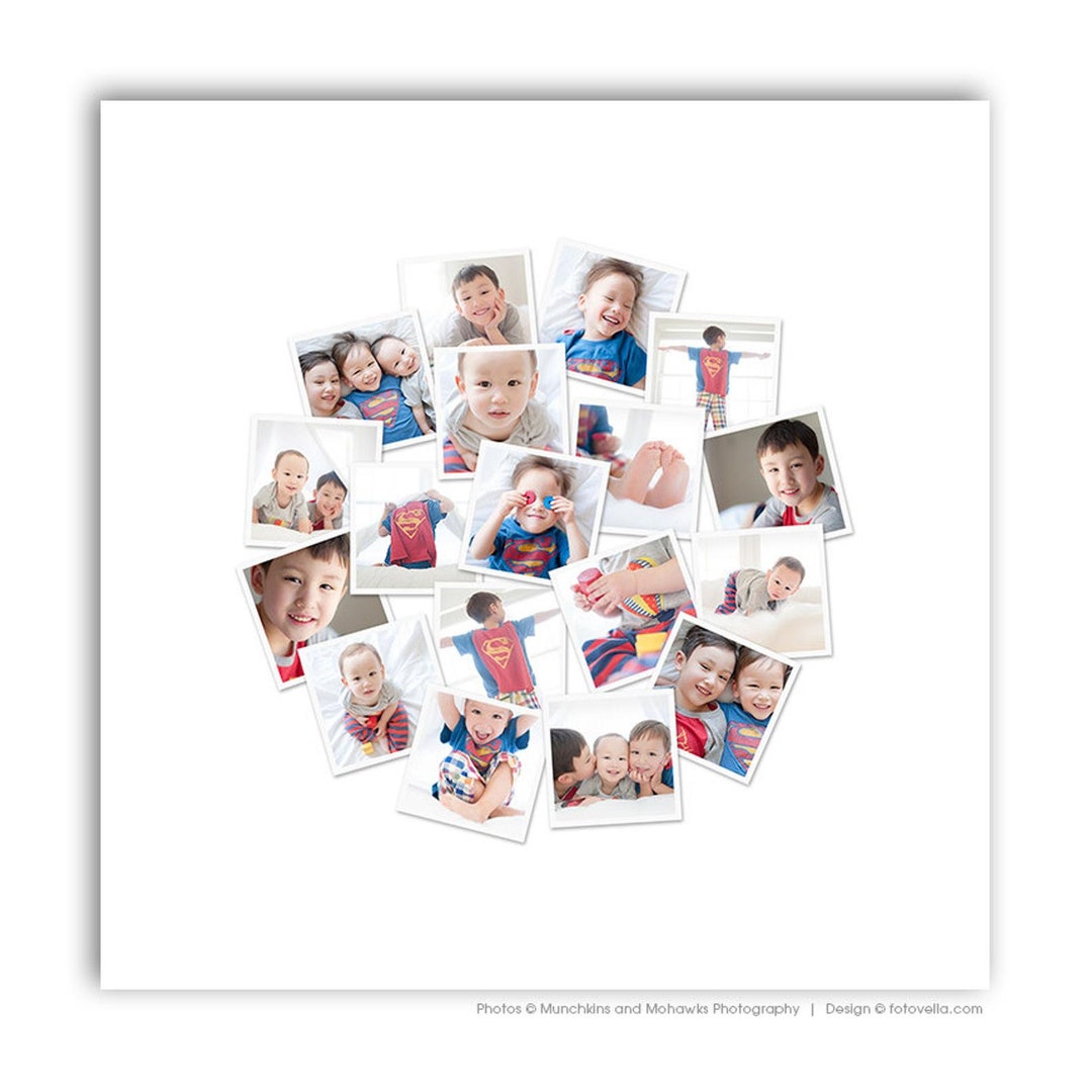 24x24 Photo Collage Template, 18 Photo Circle Layout, Photoshop PSD ...