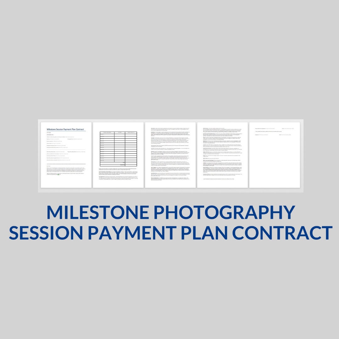 Milestone Photography Session Payment Plan Contract, Milestone ...
