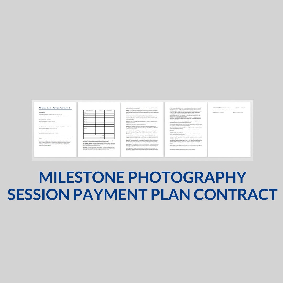 Milestone Photography Session Payment Plan Contract, Milestone ...