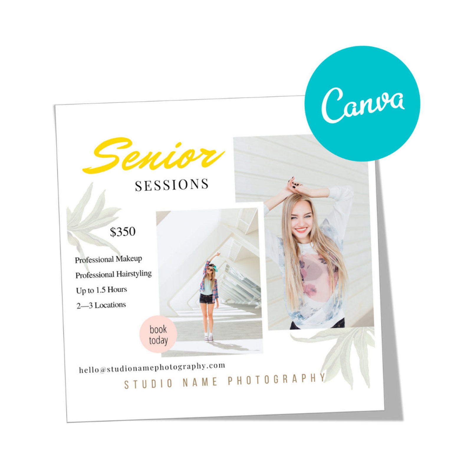 Senior Photography Marketing Bundle, 8 Canva Templates, High School ...