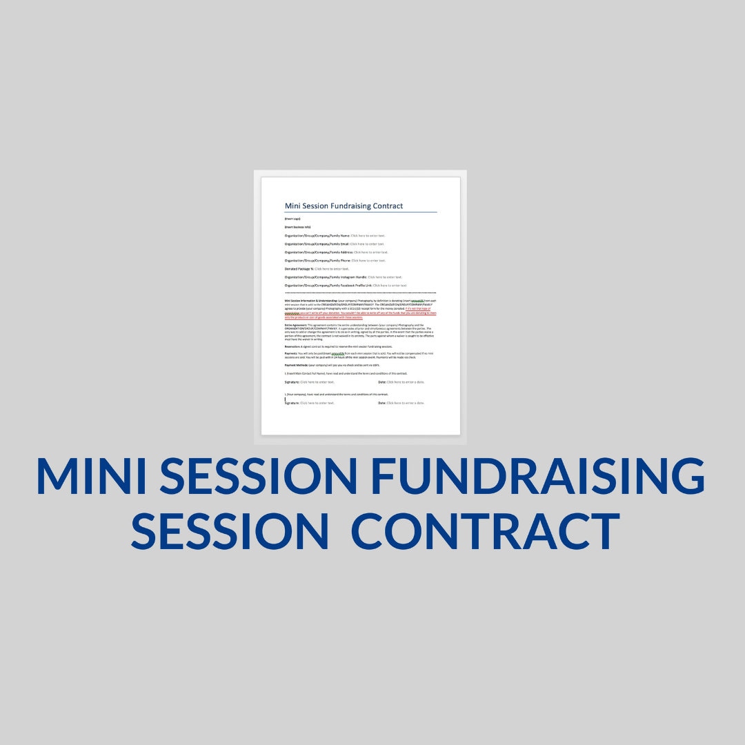 Mini Session Fundraising Photography Session Contract, Mini Session ...