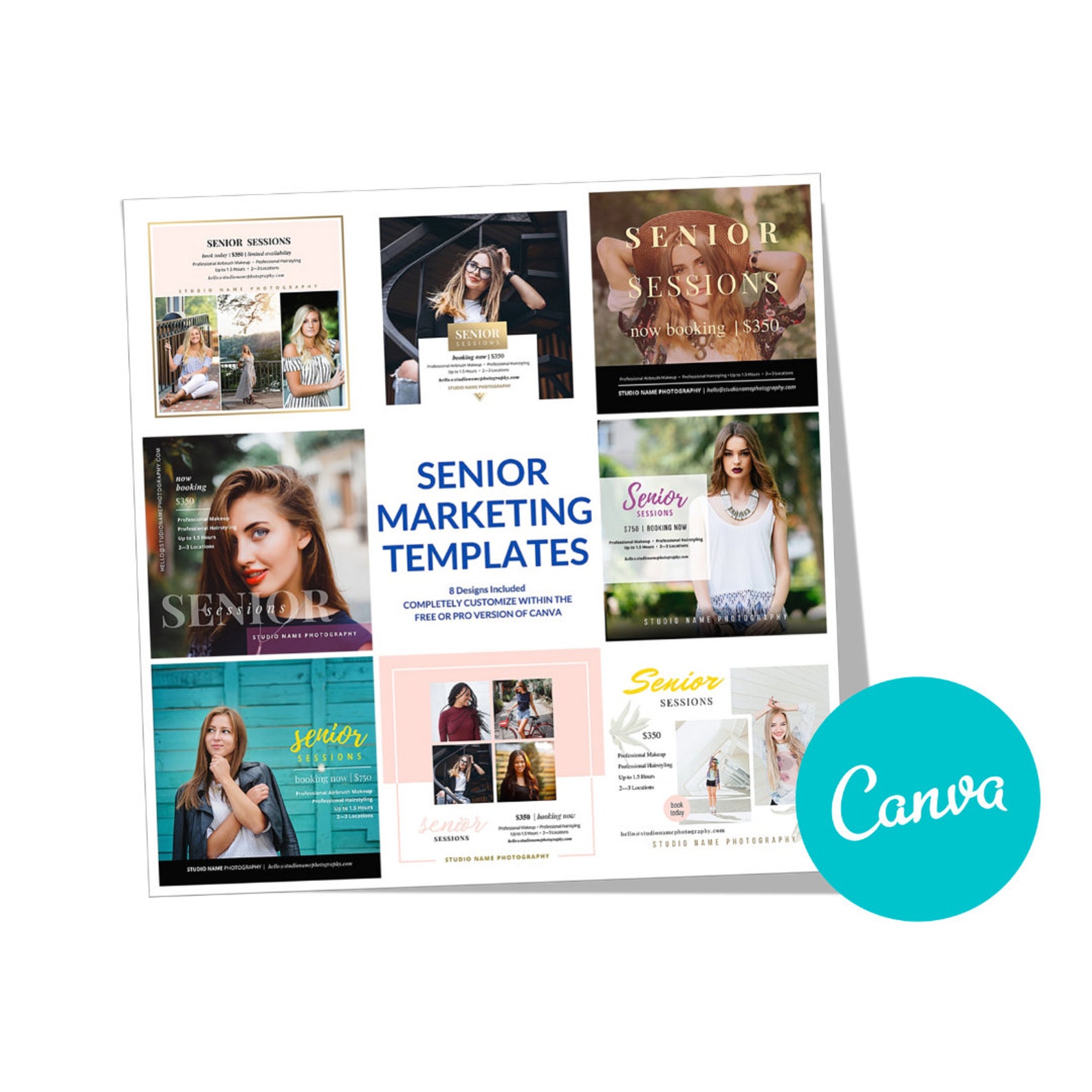 Senior Photography Session Marketing Template Bundle for | Etsy