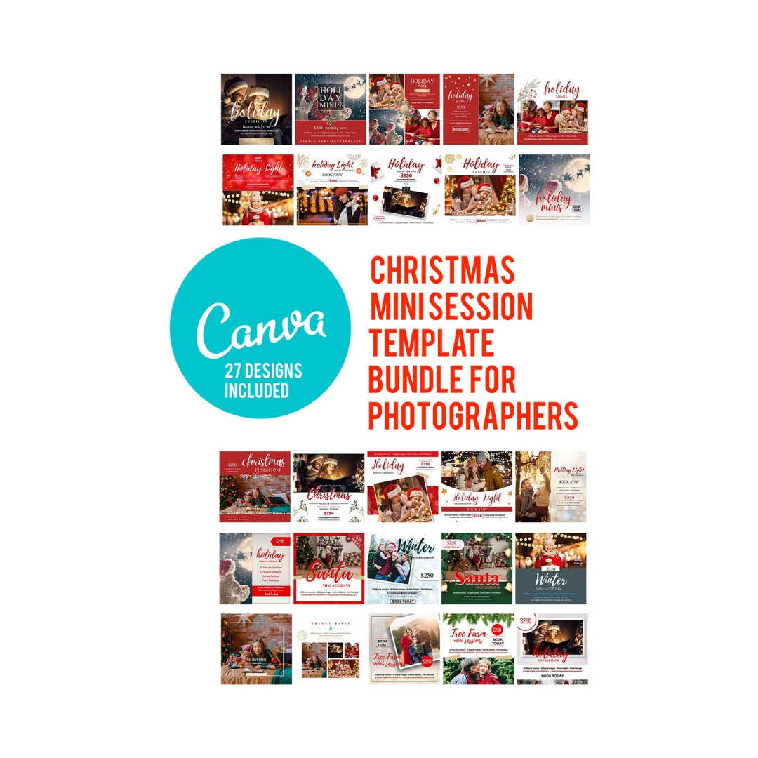 Christmas Mini Session Template Bundle for CANVA, Photography Christmas ...