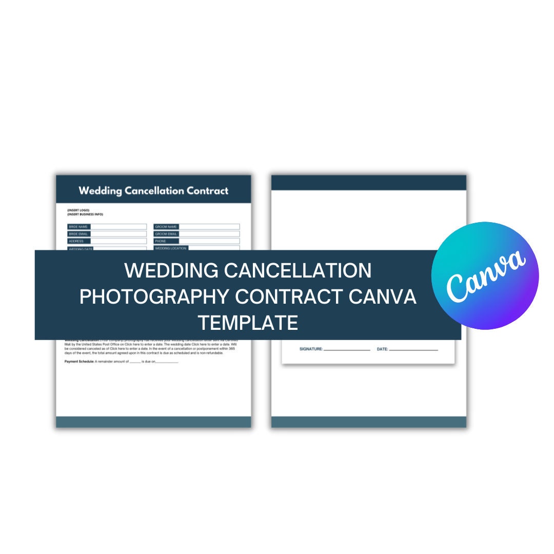 Wedding Cancellation Photography Contract Template for Photographers ...