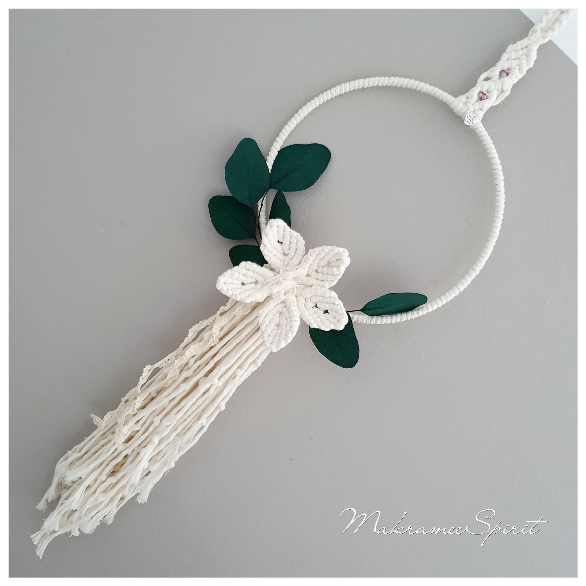 Makramee Blume, Magnolie, Eukalyptus, Türkranz, Wandschmuck im Design ...