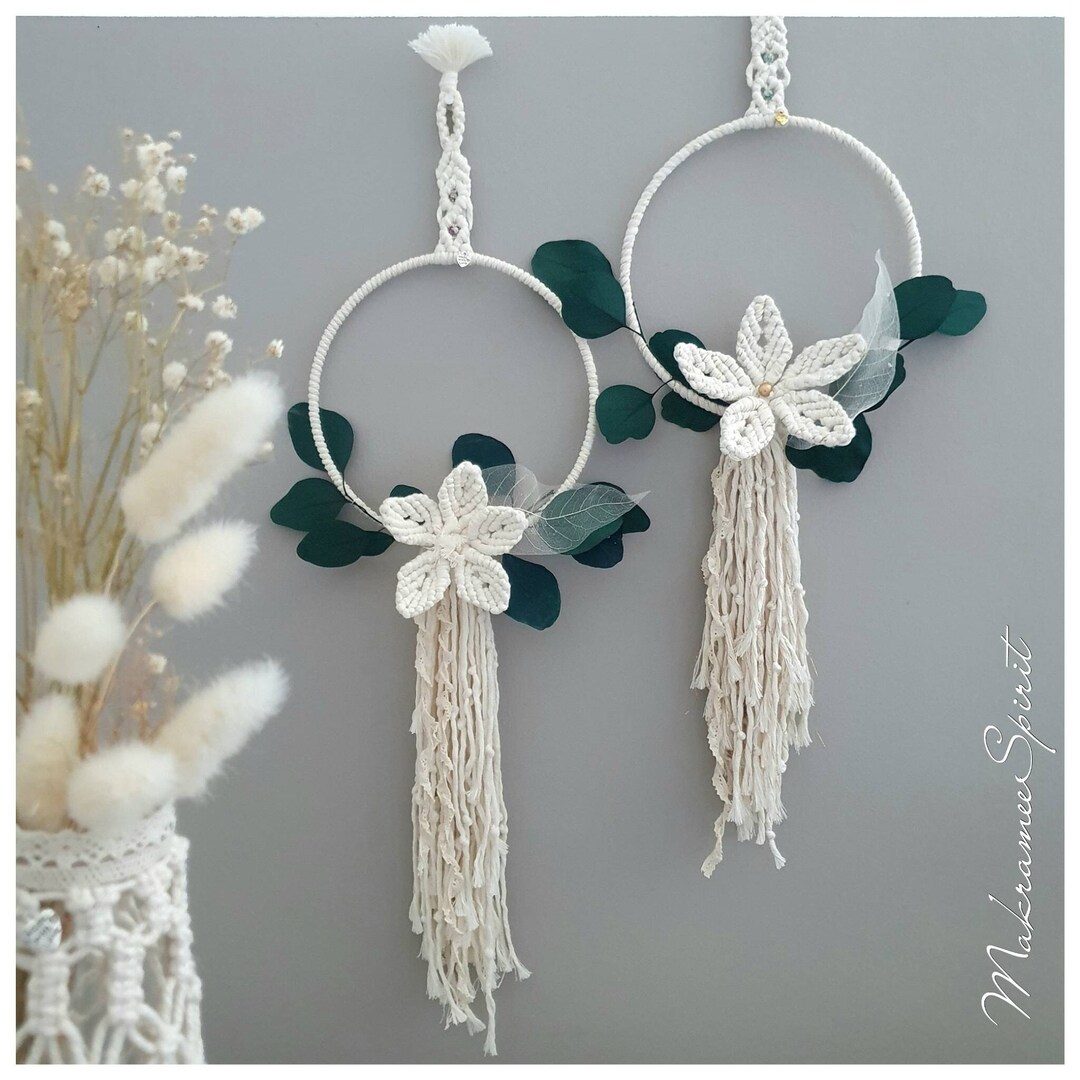 Makramee Blume Magnolie Eukalyptus Türkranz Wandschmuck im - Etsy.de