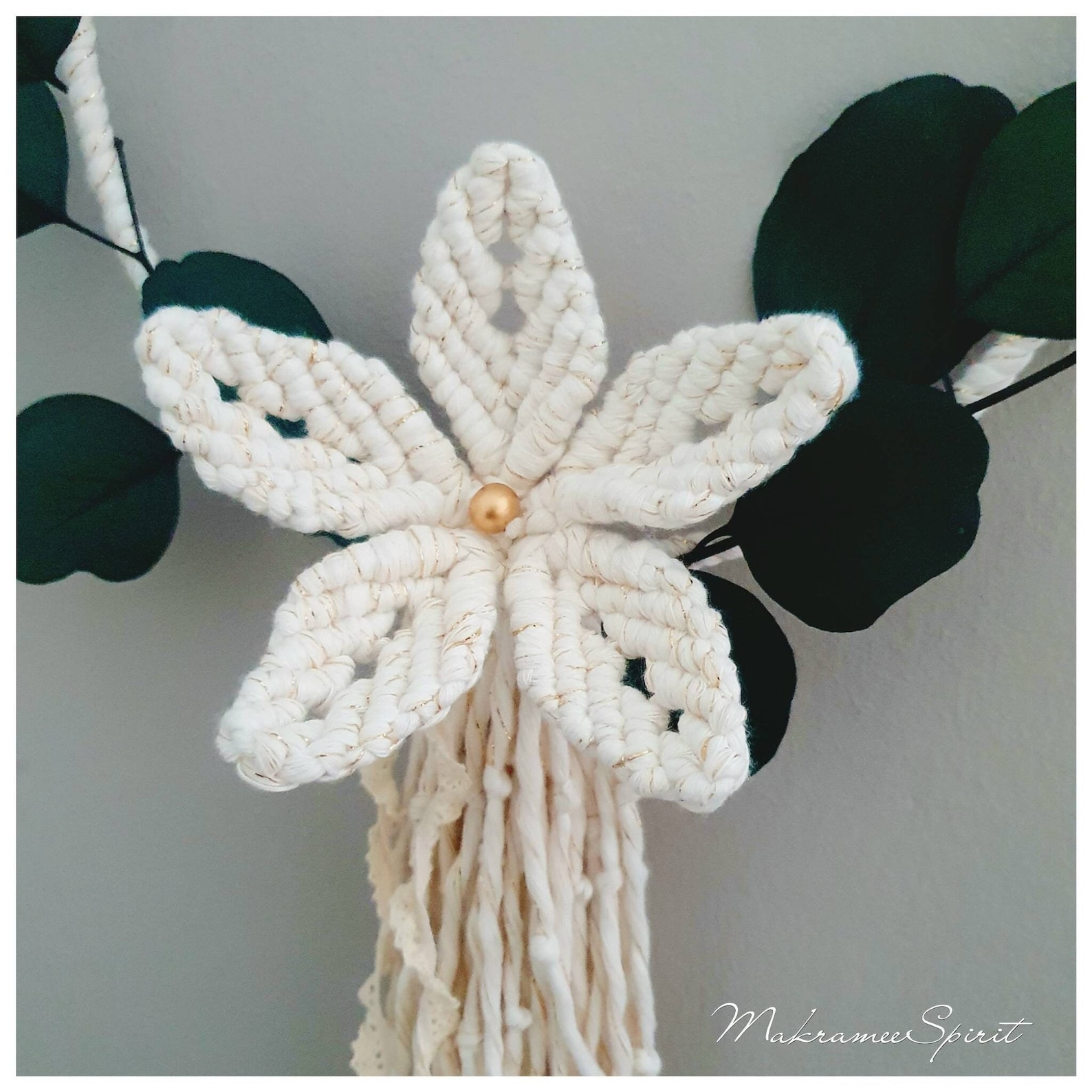 Makramee Blume, Magnolie, Eukalyptus, Türkranz, Wandschmuck im Design ...