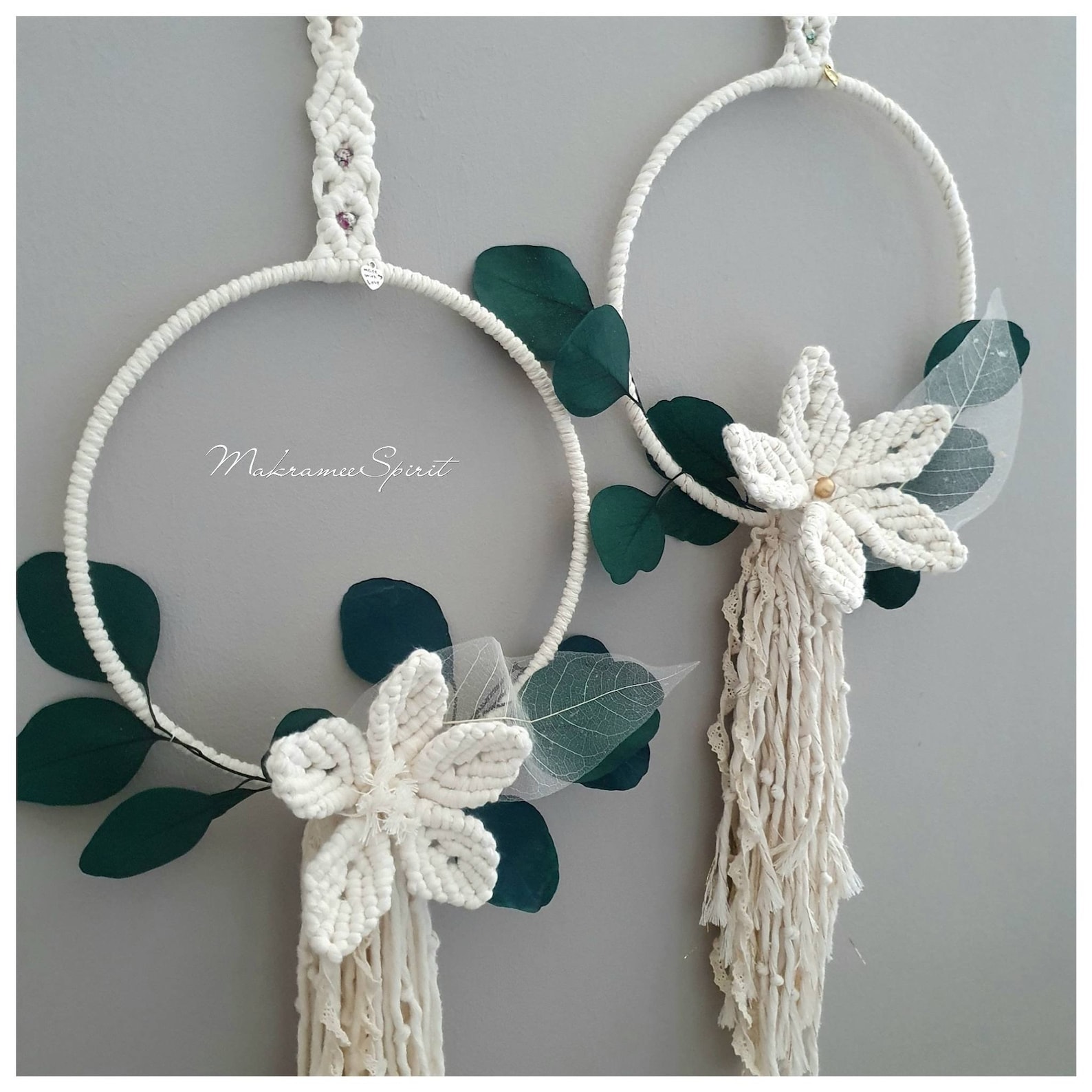 Makramee Blume, Magnolie, Eukalyptus, Türkranz, Wandschmuck im Design ...