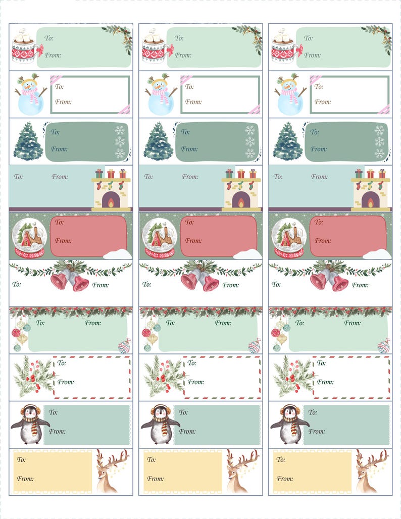 Printable Christmas Cozy Winter Cottage To/from Gift Tags | Avery 5160 ...