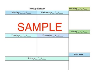 Weekly Planner Digital Download Printable Blue Watercolor Weekly Plan ...