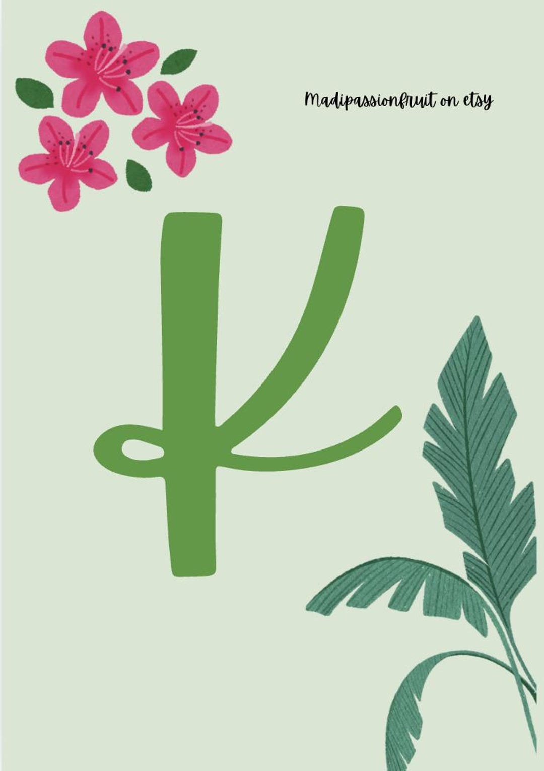 Green K Poster Printable - Etsy