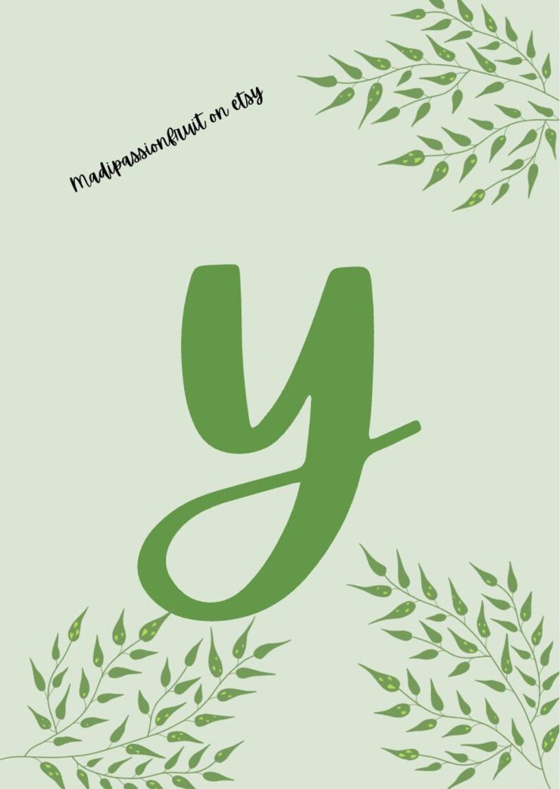 Green Letter Y Poster Printable - Etsy