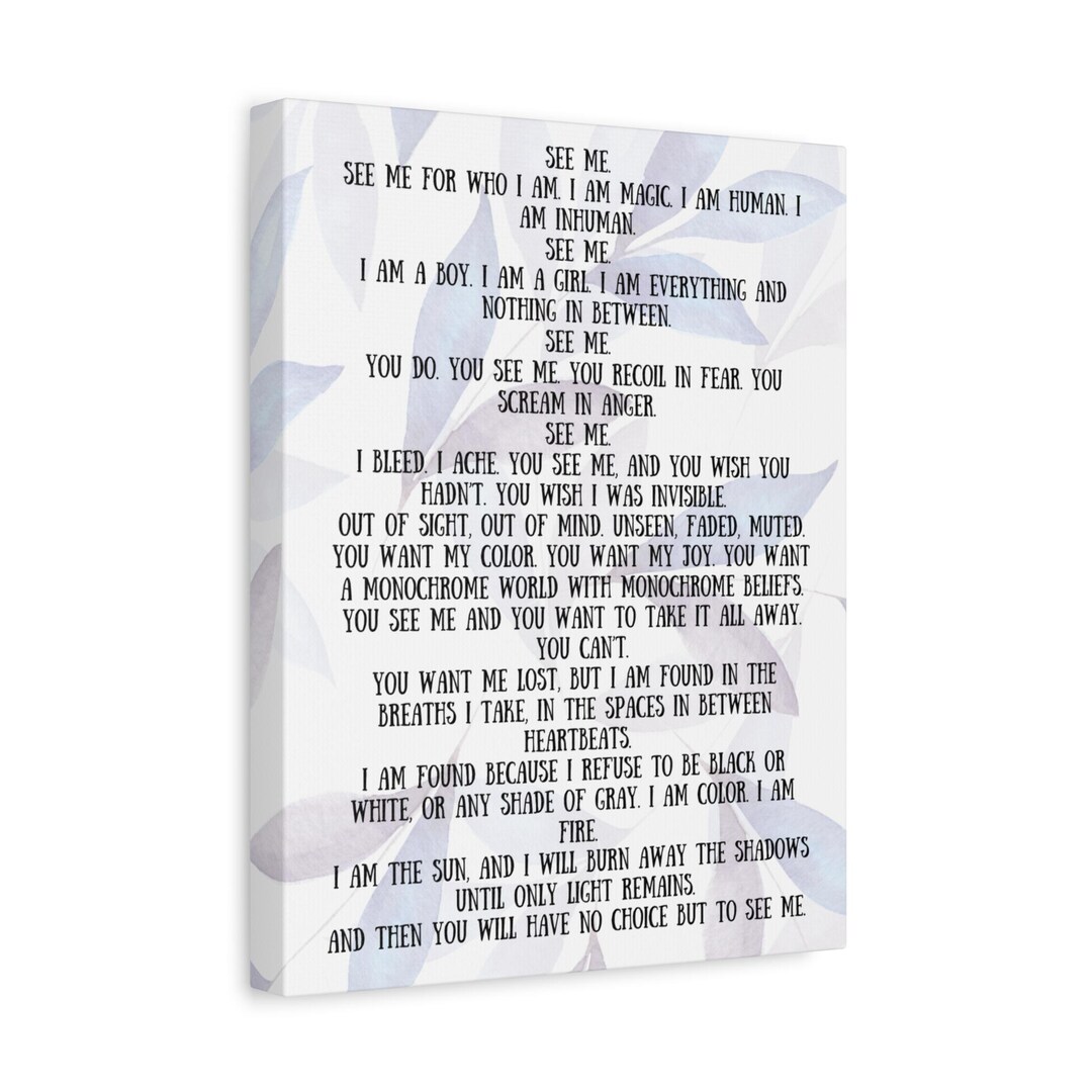 See Me Poem House in the Cerulean Sea Poem, Wall Art Canvas ...