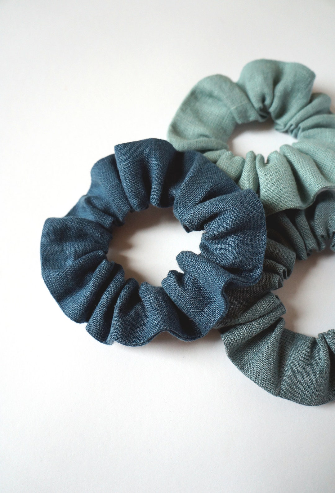 Linen Scrunchie. Linen Hair Tie. Blue Scrunchies Set. - Etsy
