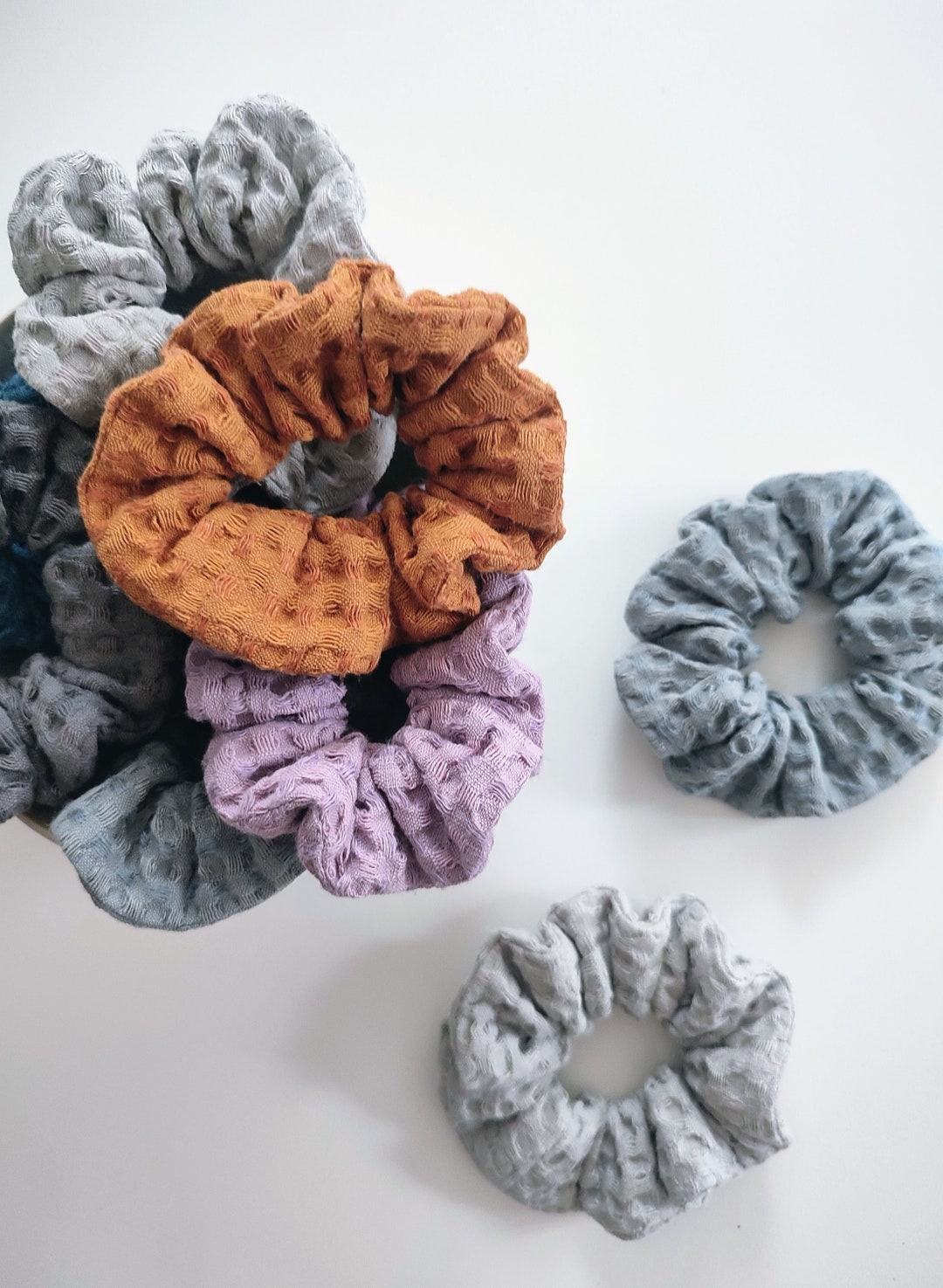 Waffle Linen Scrunchie. Natural Linen Hair Tie. Scrunchies Set. Hair ...